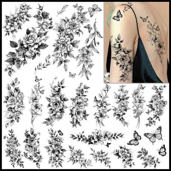 Bath & Body | Charlnet Realistic Flower Temporary Tattoos For Women 9 ...